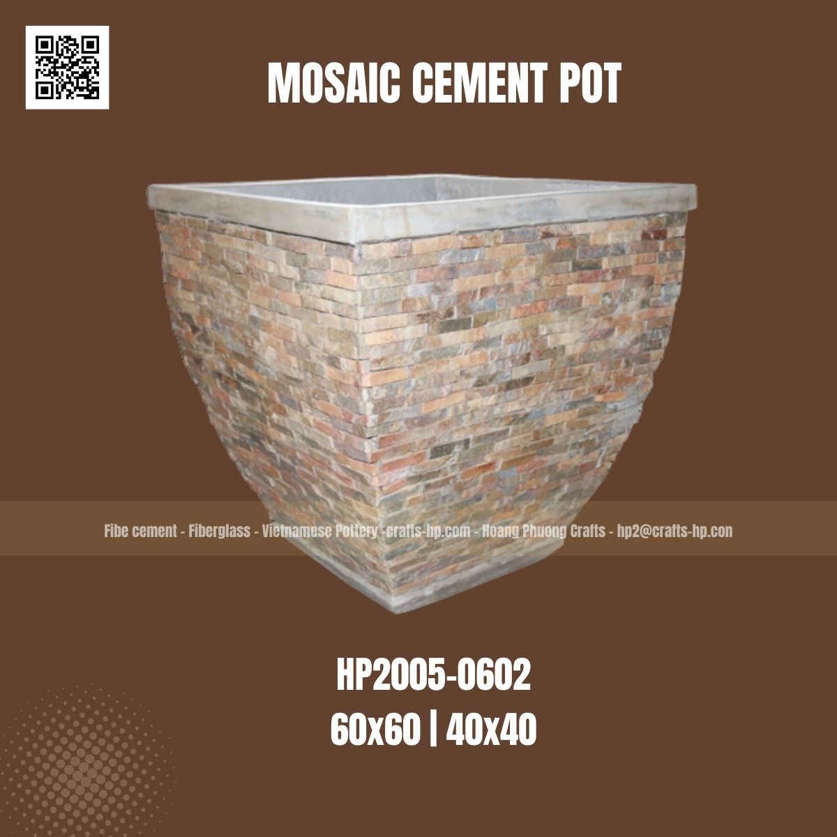Mosaic Cement Pot HP2005-0602 - Hoangphuongcrafts