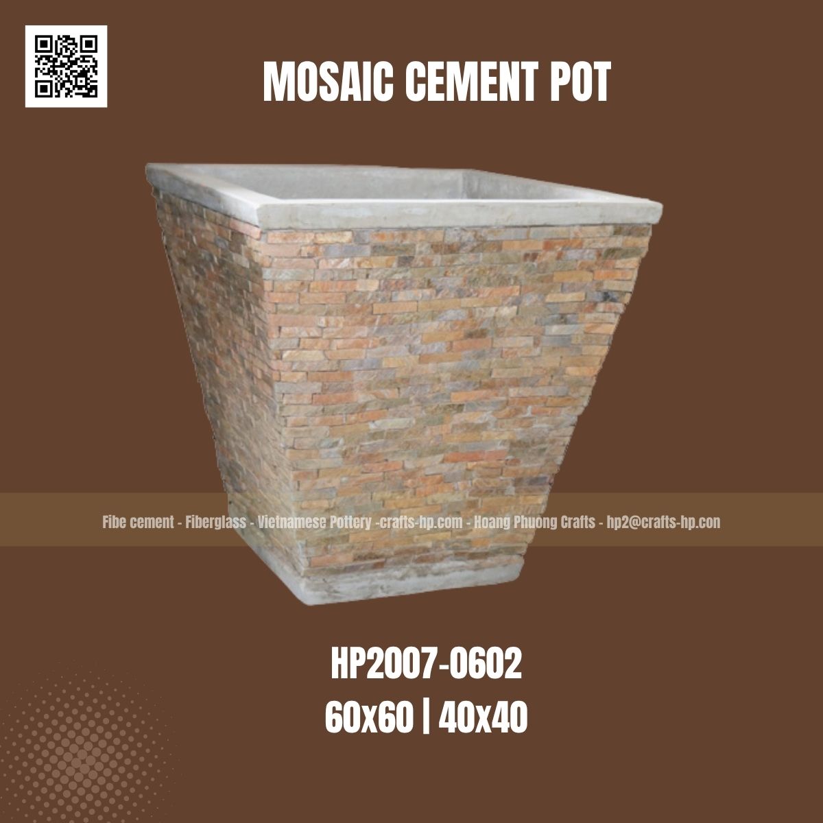 Mosaic Cement Pot HP2007-0602 - Hoangphuongcrafts